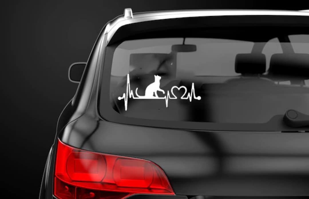 Cat Heartbeat Decal Sticker Label Cat Lover Sticker Heart Label Feline ...