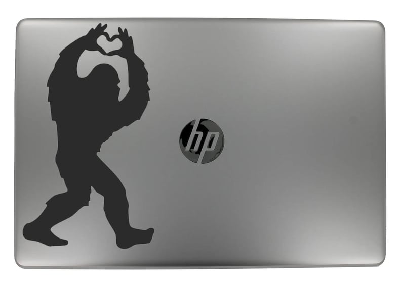 Bigfoot Heart Fingers Decal Label Yeti Decal Sasquatch Sticker Outdoors ...