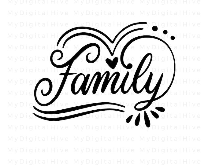 Family SVG for Cricut, Cursive Family Cutting File, Cottagecore Svg ...