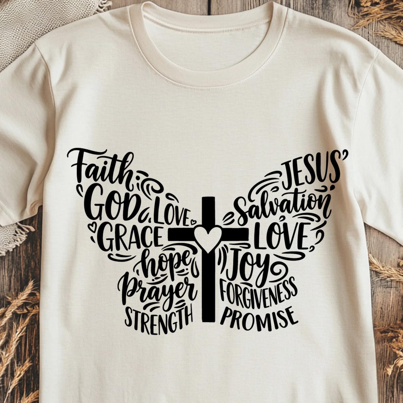 Christian Butterfly Cross SVG PNG, Jesus Word Collage Bible Verse ...