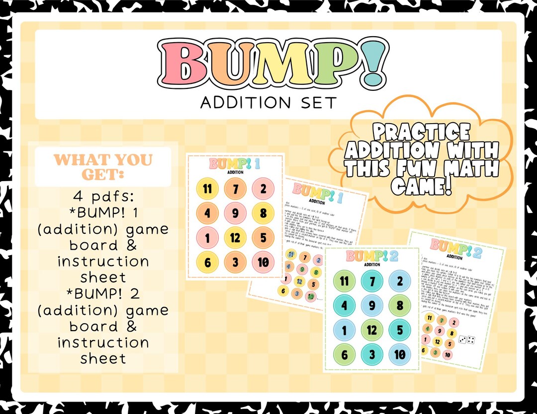 BUMP! Addition Math Game - Etsy
