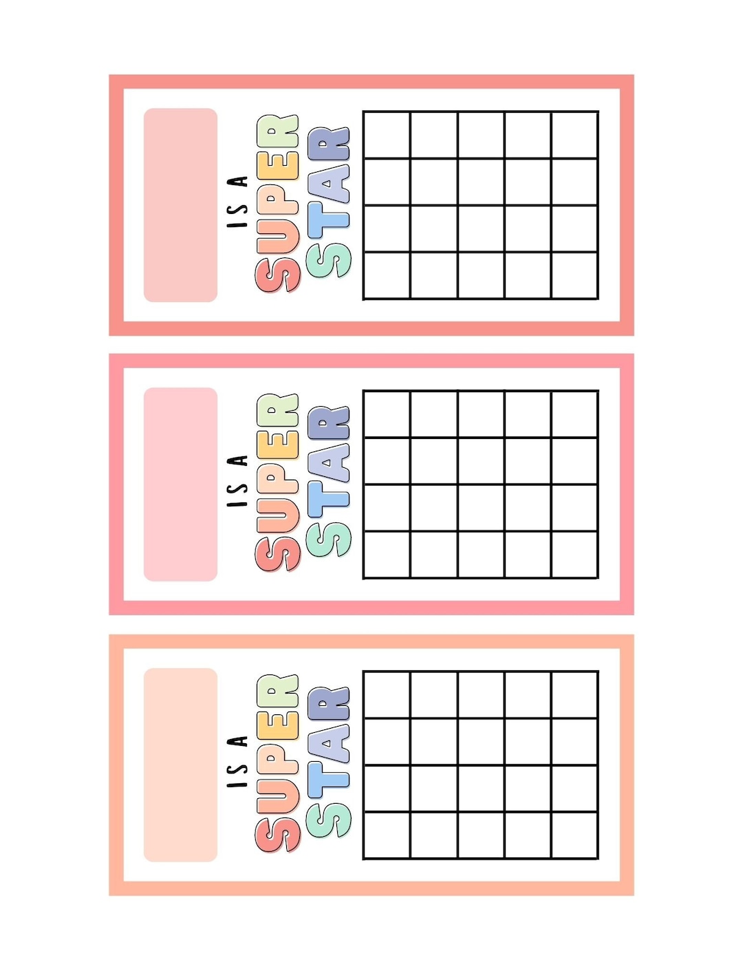 Pastel Rainbow Student Reward Cards - Etsy