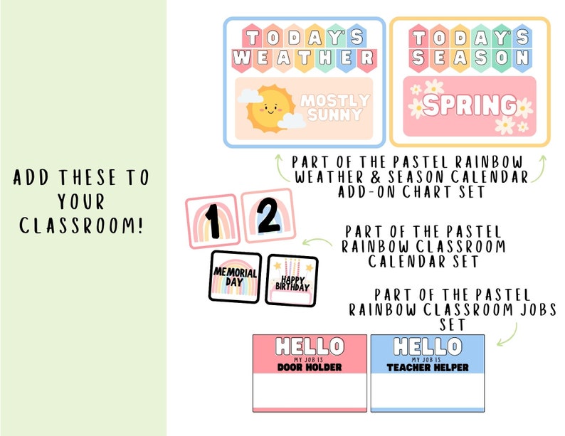 Pastel Rainbow Classroom Week Chart - Etsy