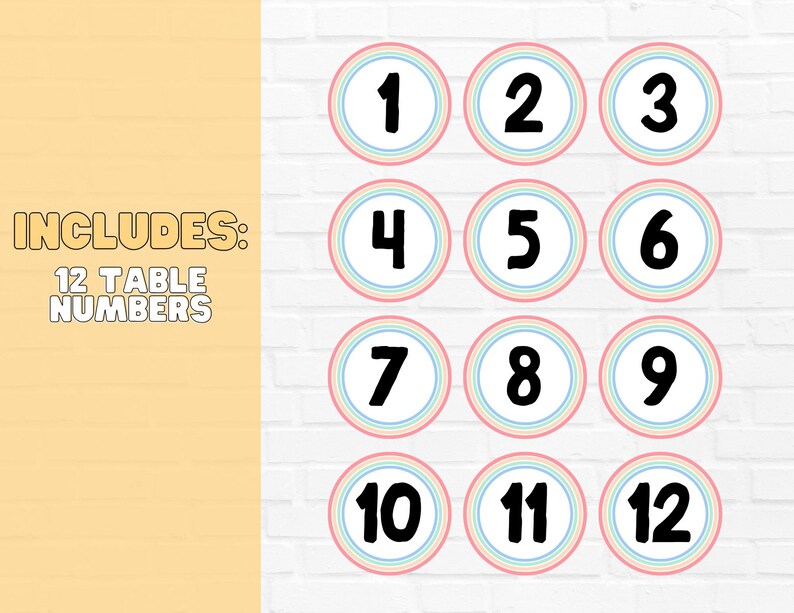 Pastel Rainbow Classroom Table Numbers - Etsy
