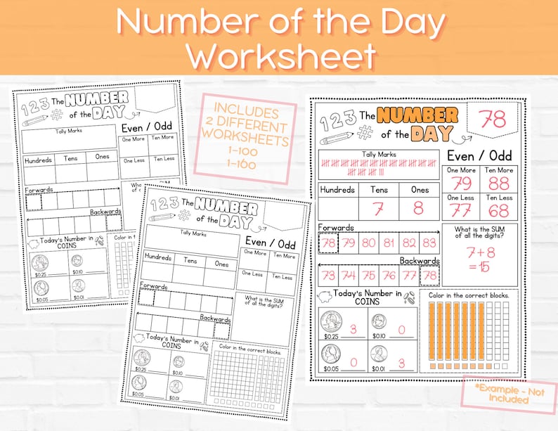 Number of the Day Worksheet - Etsy