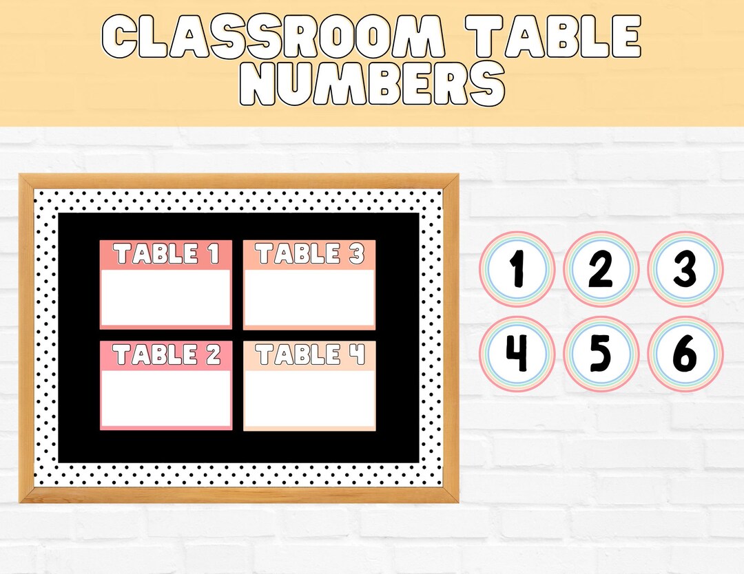 Pastel Rainbow Classroom Table Numbers - Etsy