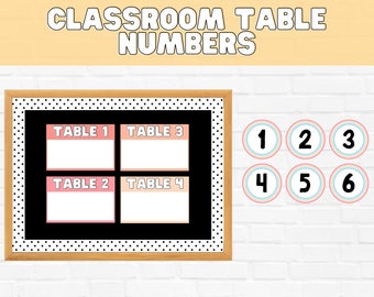 PRINTABLE Table Numbers Rainbow Classroom Decor Classroom Table Number ...