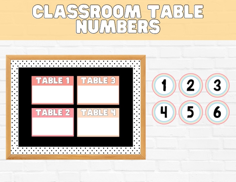 Pastel Rainbow Classroom Table Numbers - Etsy