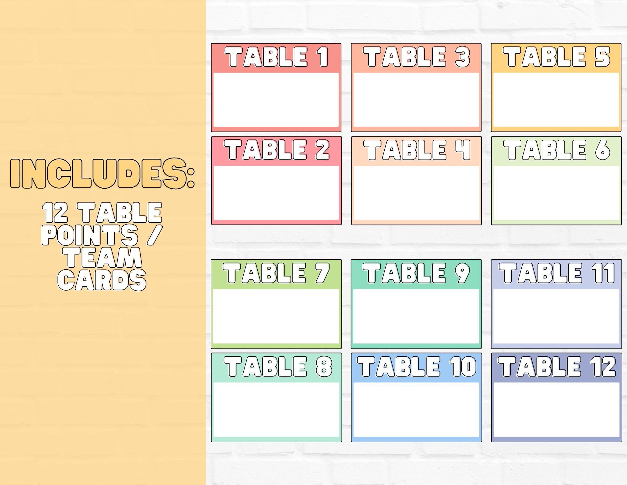 Pastel Rainbow Classroom Table Numbers - Etsy