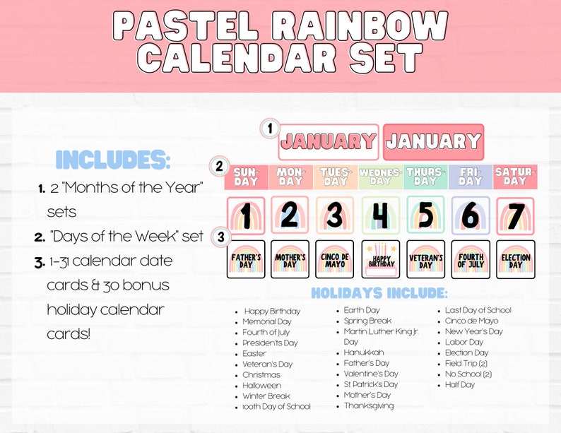 Pastel Rainbow Classroom Decor Bundle - Etsy