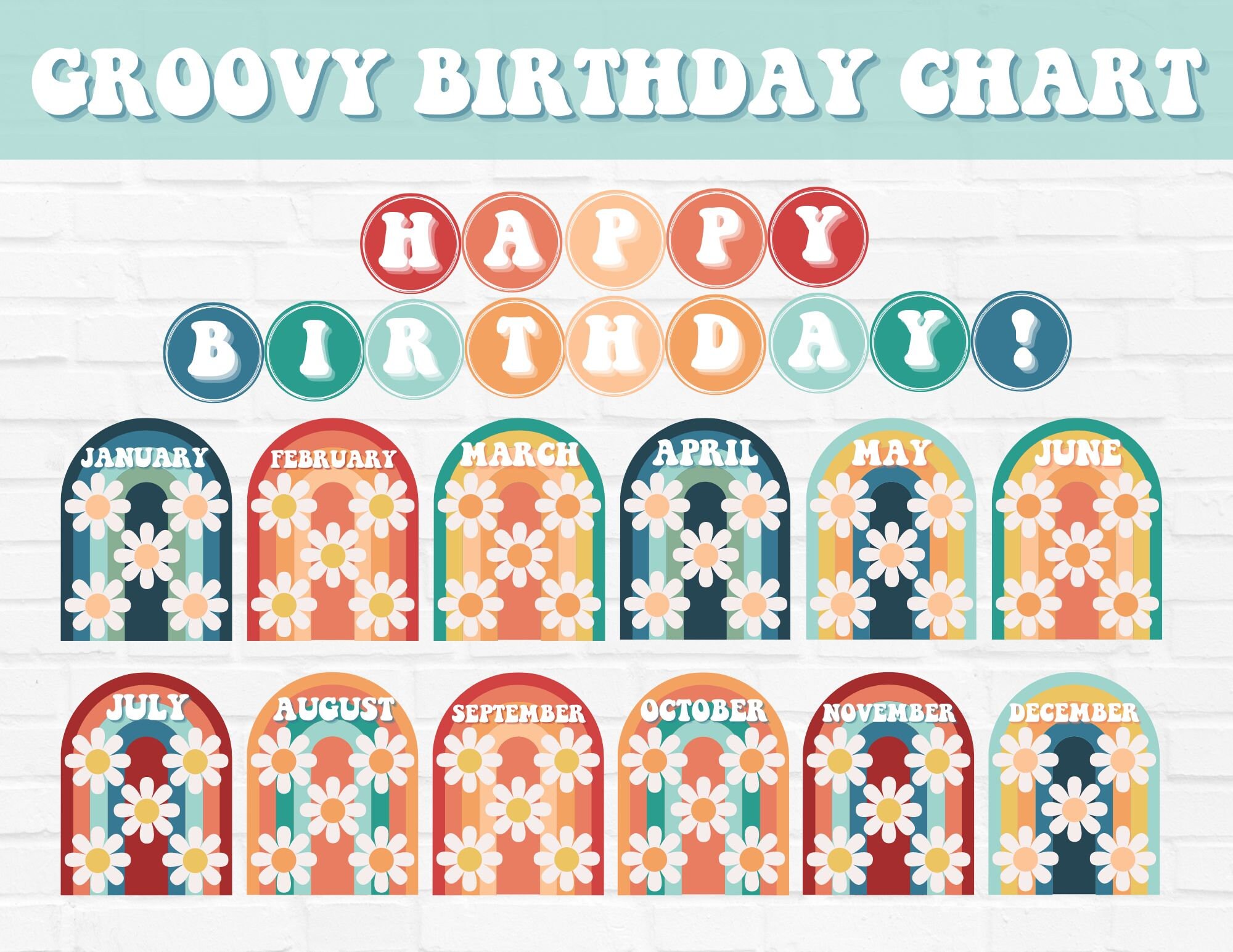 Groovy Classroom Birthday Chart - Etsy
