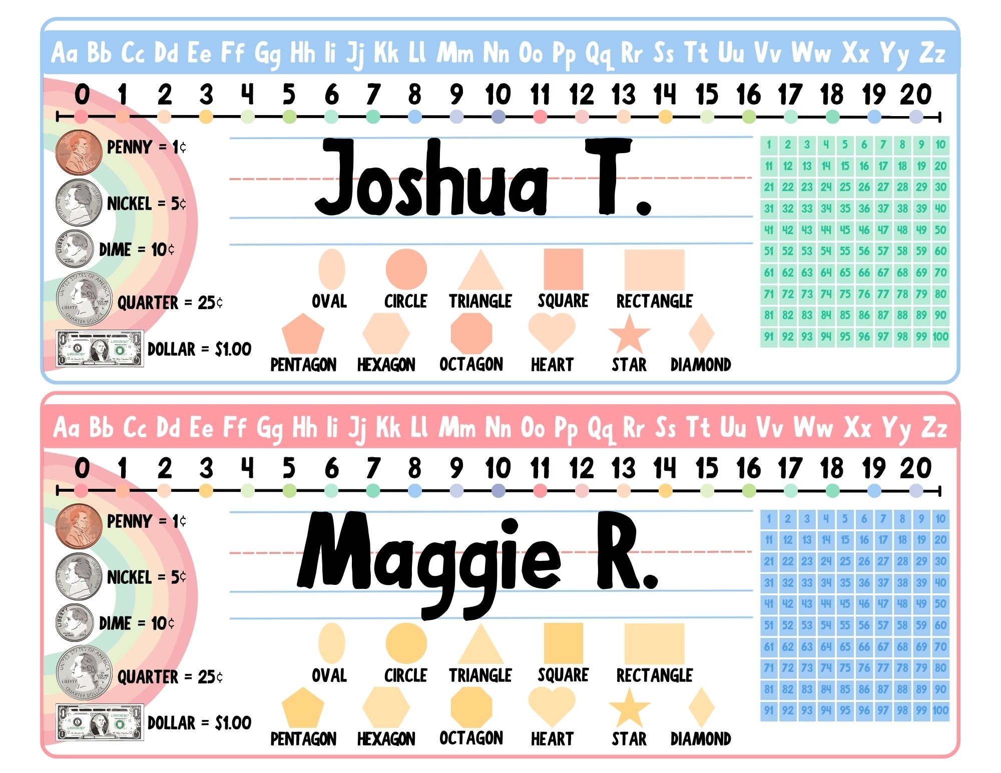 Pastel Rainbow Classroom Desk Name Tags - Etsy