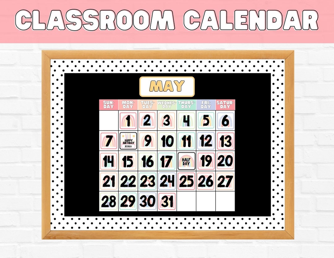 Pastel Rainbow Classroom Calendar - Etsy