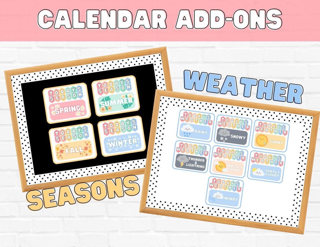 Pastel Rainbow Weather & Seasons Calendar Add-ons - Etsy