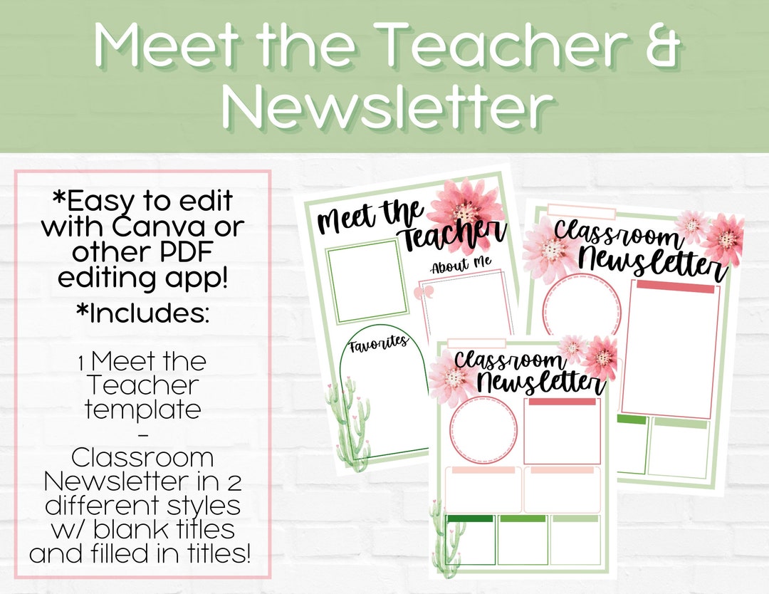 Cactus Theme Meet the Teacher & Monthly Newsletter - Etsy