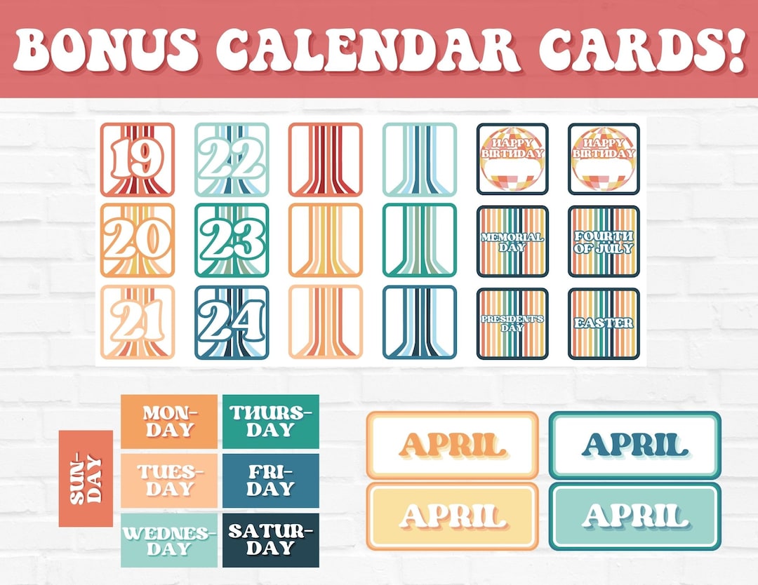 Groovy Bonus Calendar Cards Set 3 - Etsy