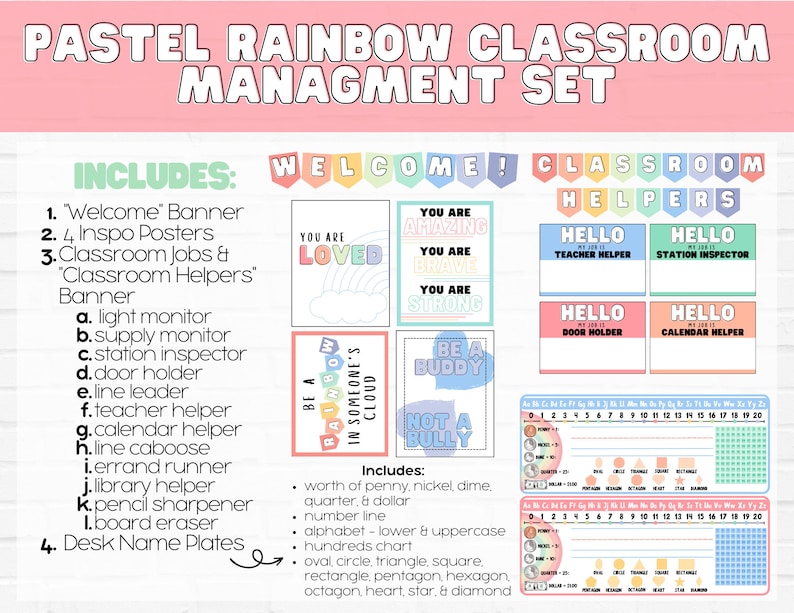 Pastel Rainbow Classroom Decor Bundle - Etsy