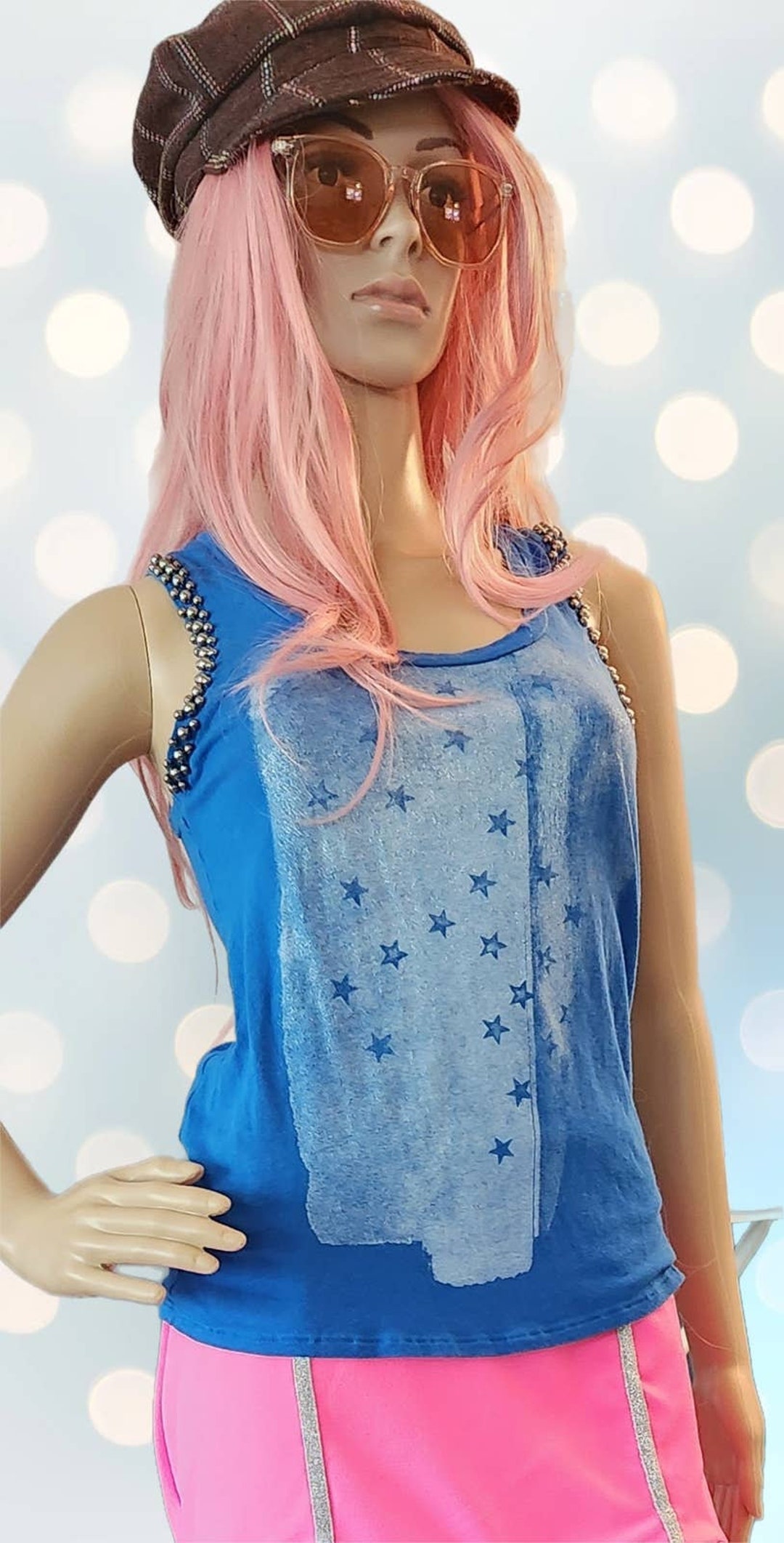 Womens Vintage 80s 90s Express Blue Tank Top W/ Stars Sz XS - Etsy