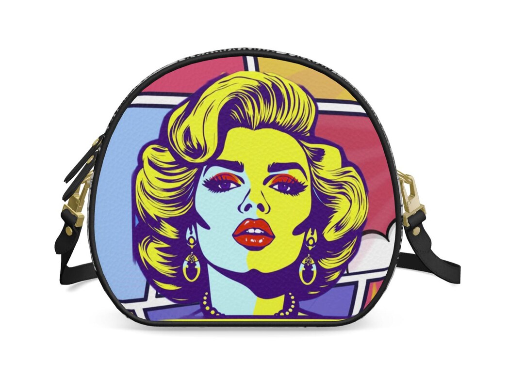 Genuine Leather LIMITED EDITION Retro Pop Art Round Crossbody Box Purse ...
