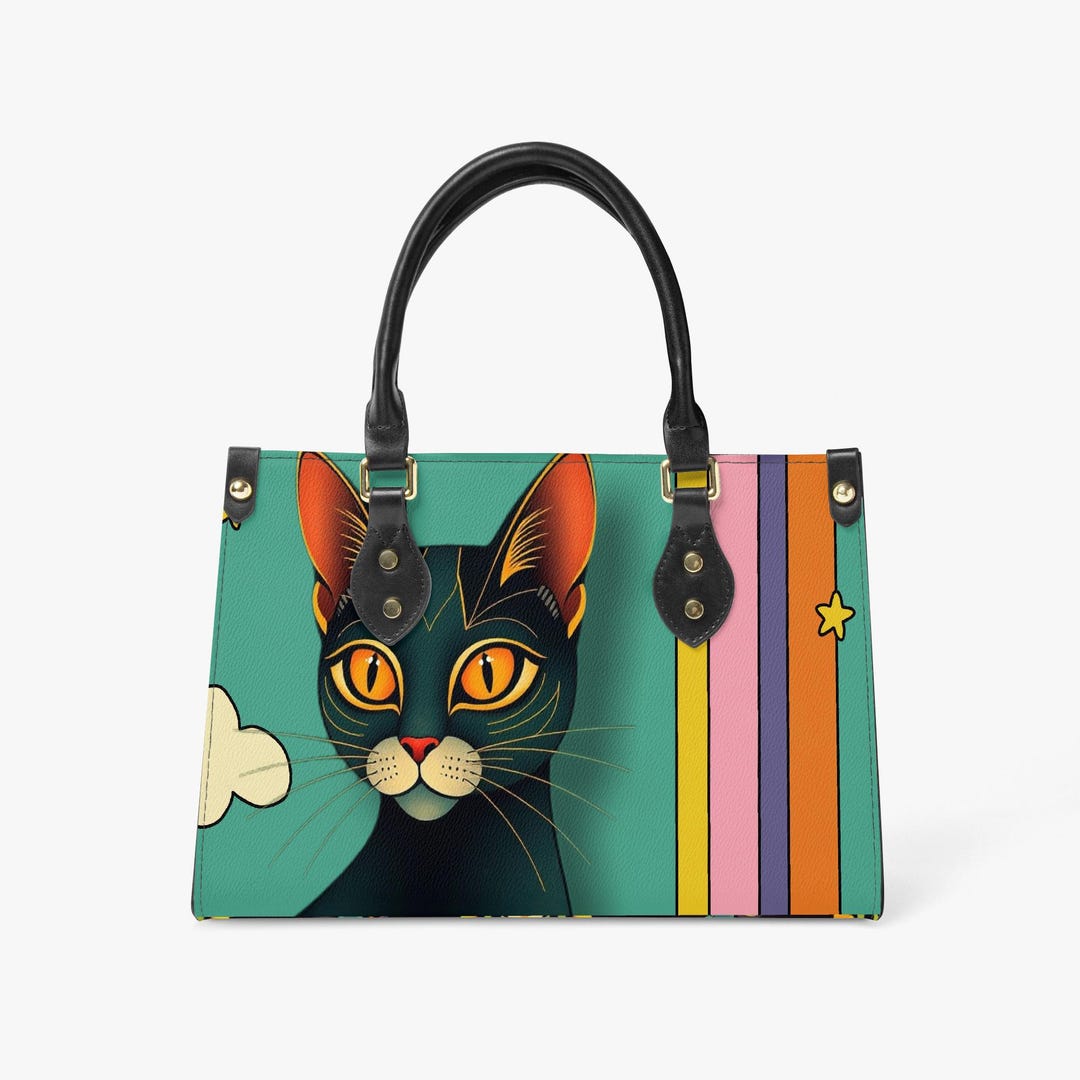 The LIMITED EDITION Retro Bold Pop Art Cat Purse Handbag With Stripes ...