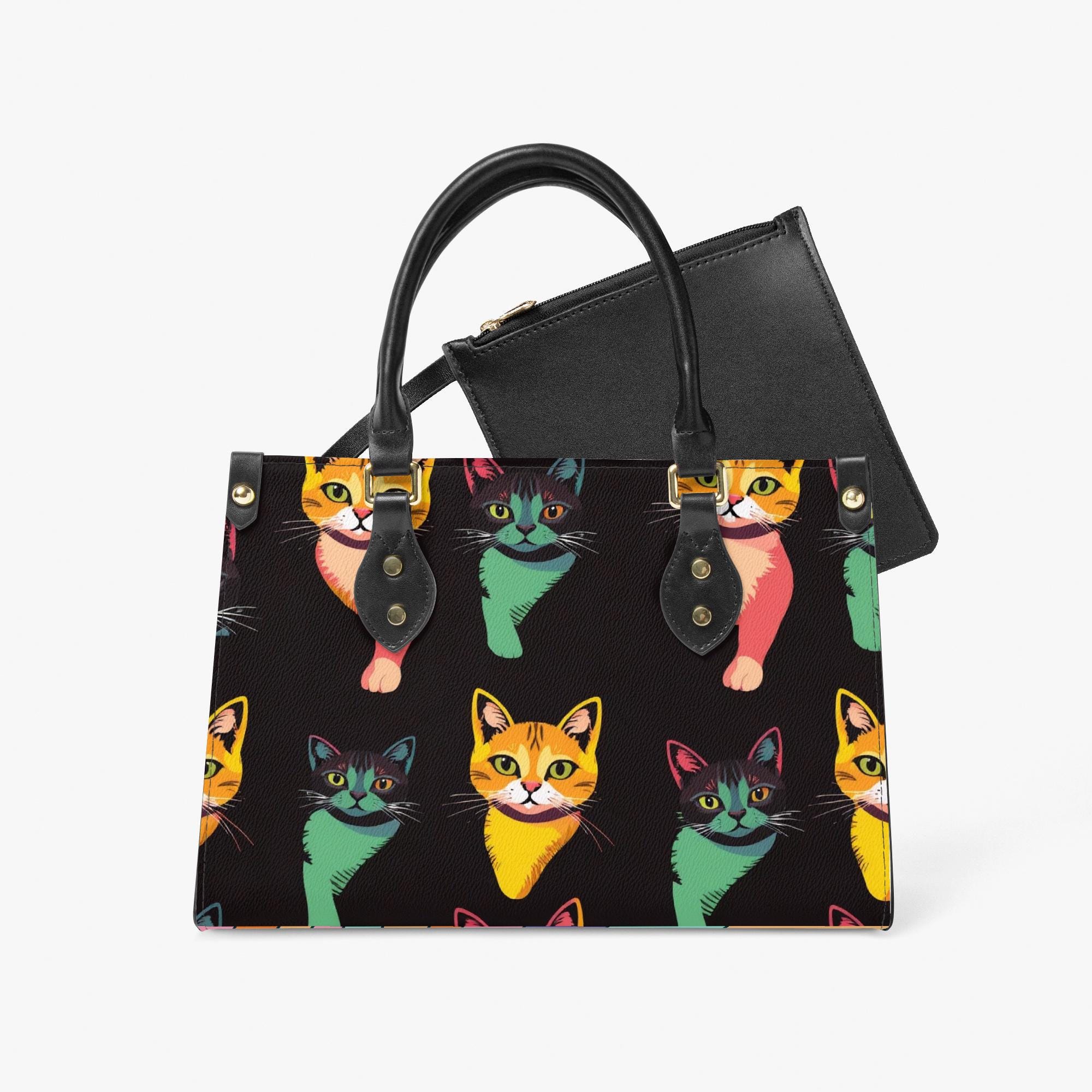 The LIMITED EDITION Retro Bold Pop Art Cat Purse Handbag With Stripes ...