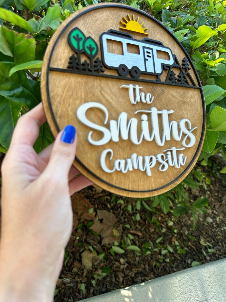 Personalized Campsite Name Sign, Family Campsite Decor Customized Sign ...
