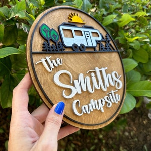 Personalized Campsite Name Sign, Family Campsite Decor Customized Sign ...