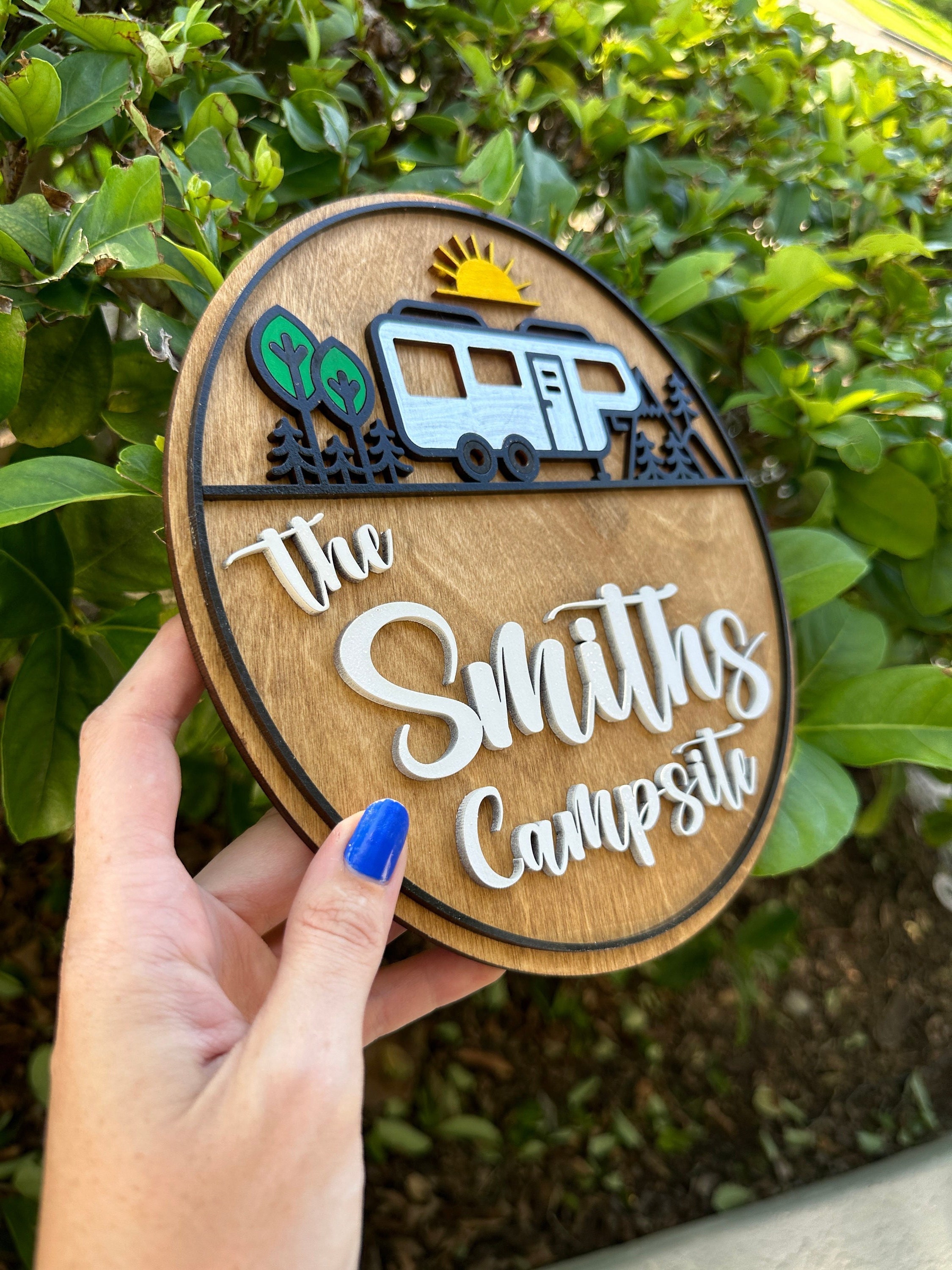 Personalized Campsite Name Sign, Family Campsite Decor Customized Sign ...