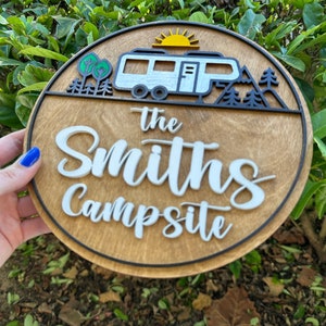 Personalized Campsite Name Sign, Family Campsite Decor Customized Sign ...