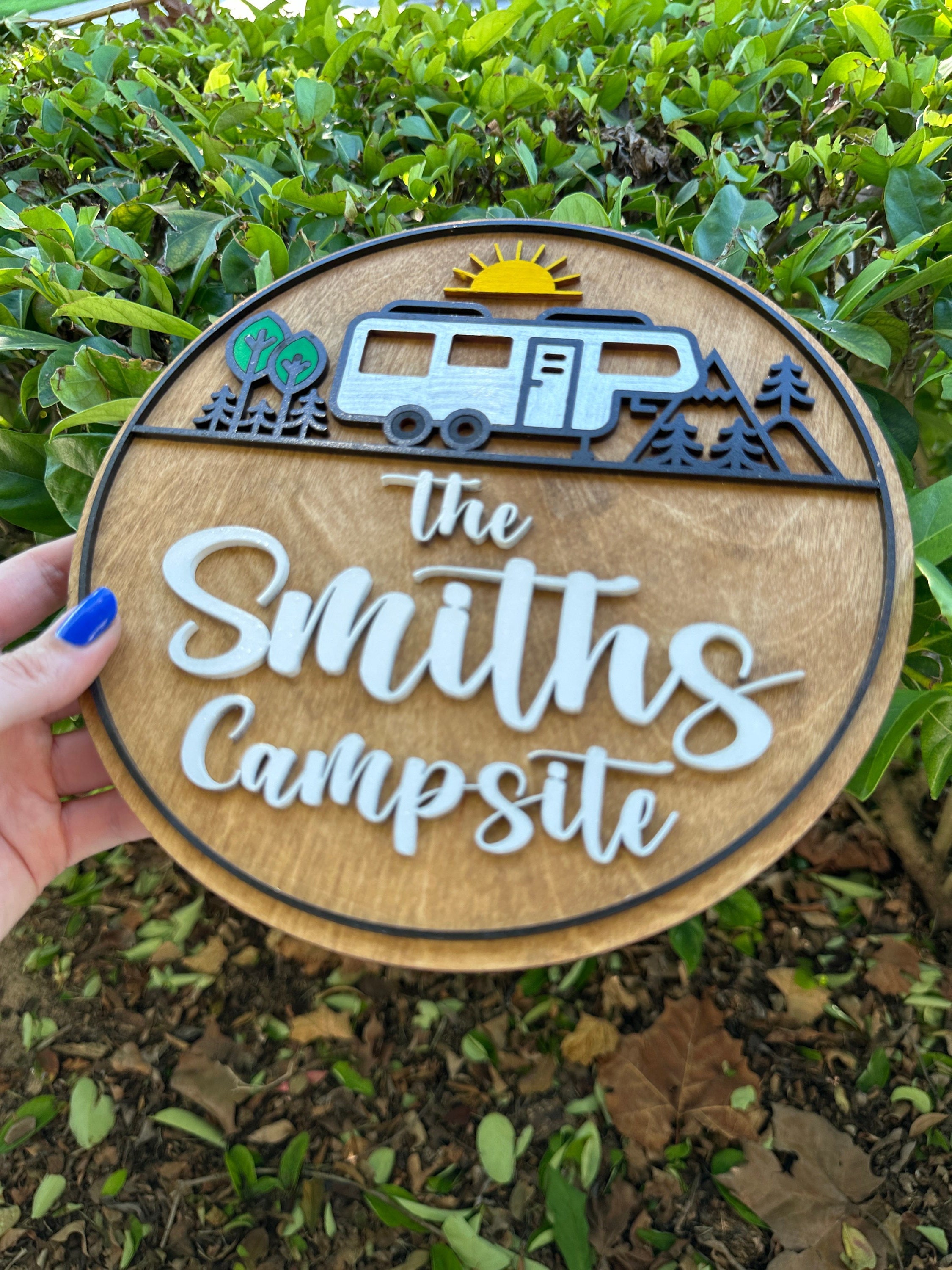 Personalized Campsite Name Sign, Family Campsite Decor Customized Sign ...