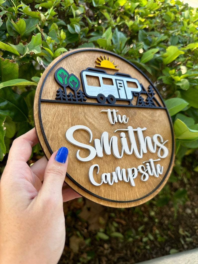 Personalized Campsite Name Sign, Family Campsite Decor Customized Sign ...