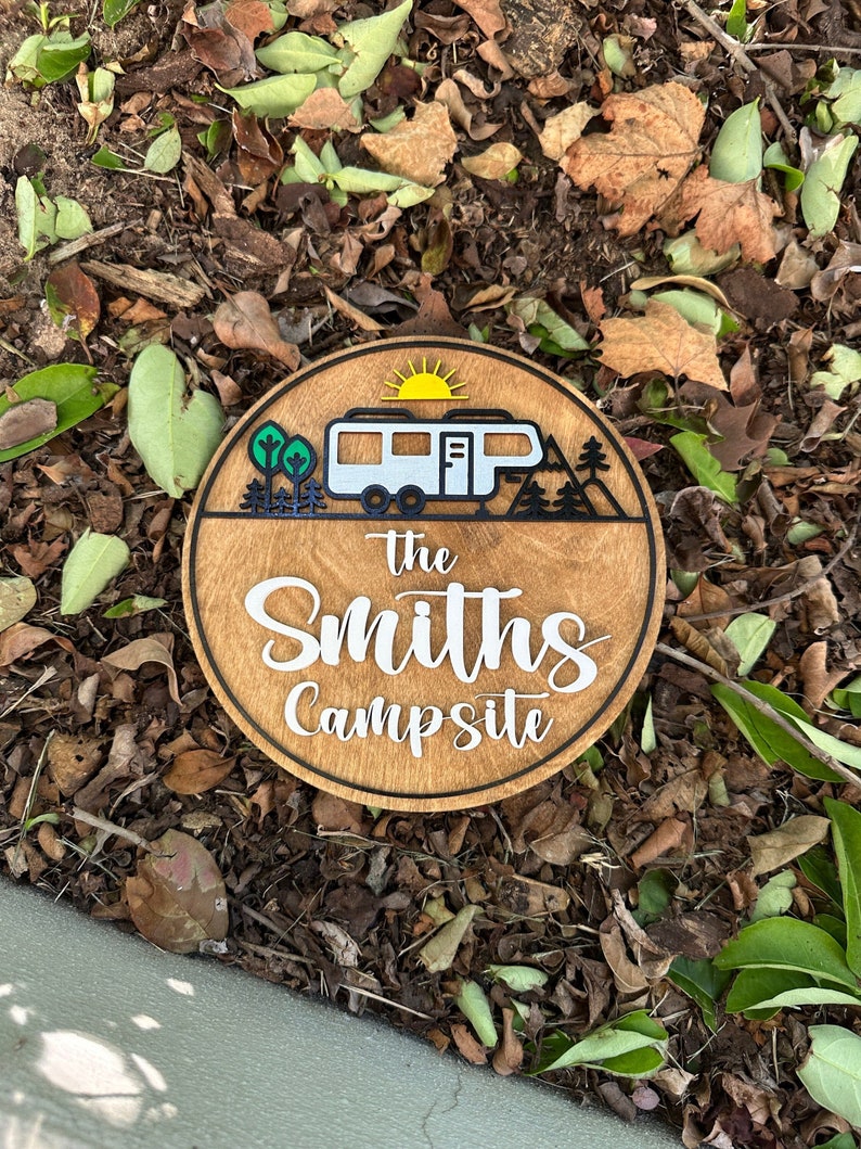 Personalized Campsite Name Sign, Family Campsite Decor Customized Sign ...