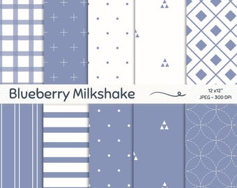 Sky Blue and White Digital Paper, Sky Blue Pattern, Blue Paper Pack ...