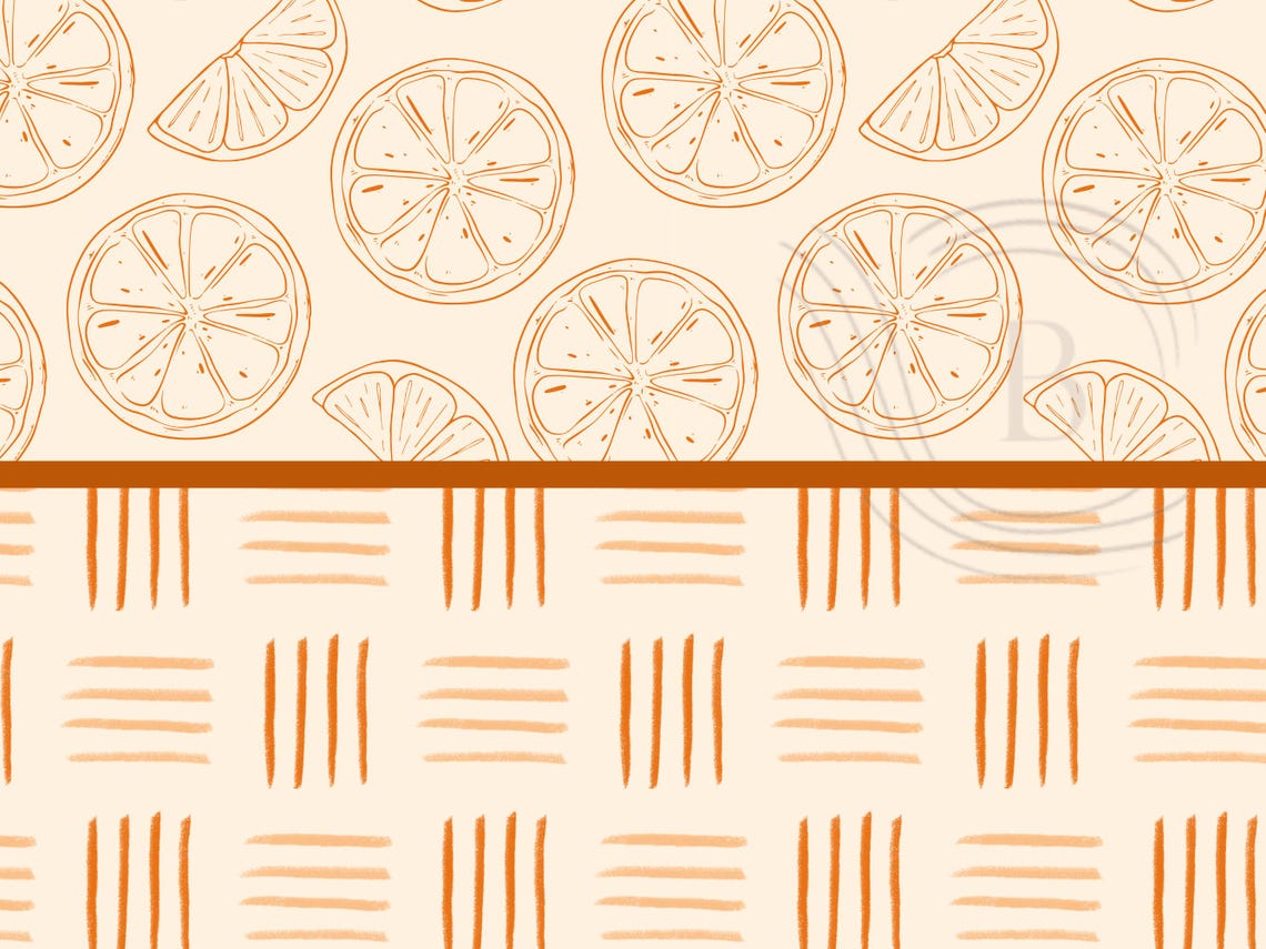 Orange Print Digital Paper, Orange Fruit Seamless Pattern, Stripes and ...