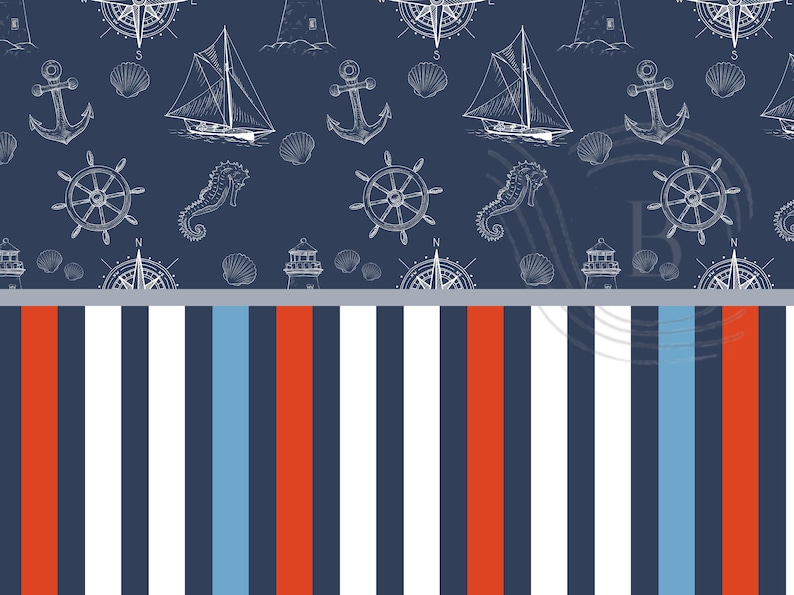 Nautical Digital Paper, Seamless Navy and Blue Pattern, Nautical ...