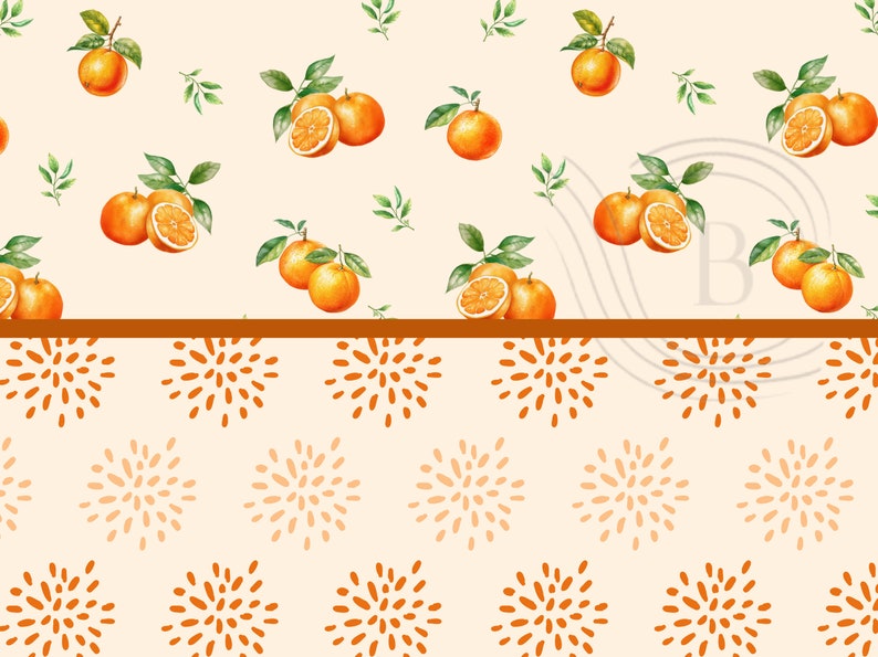 Orange Print Digital Paper, Orange Fruit Seamless Pattern, Stripes and ...