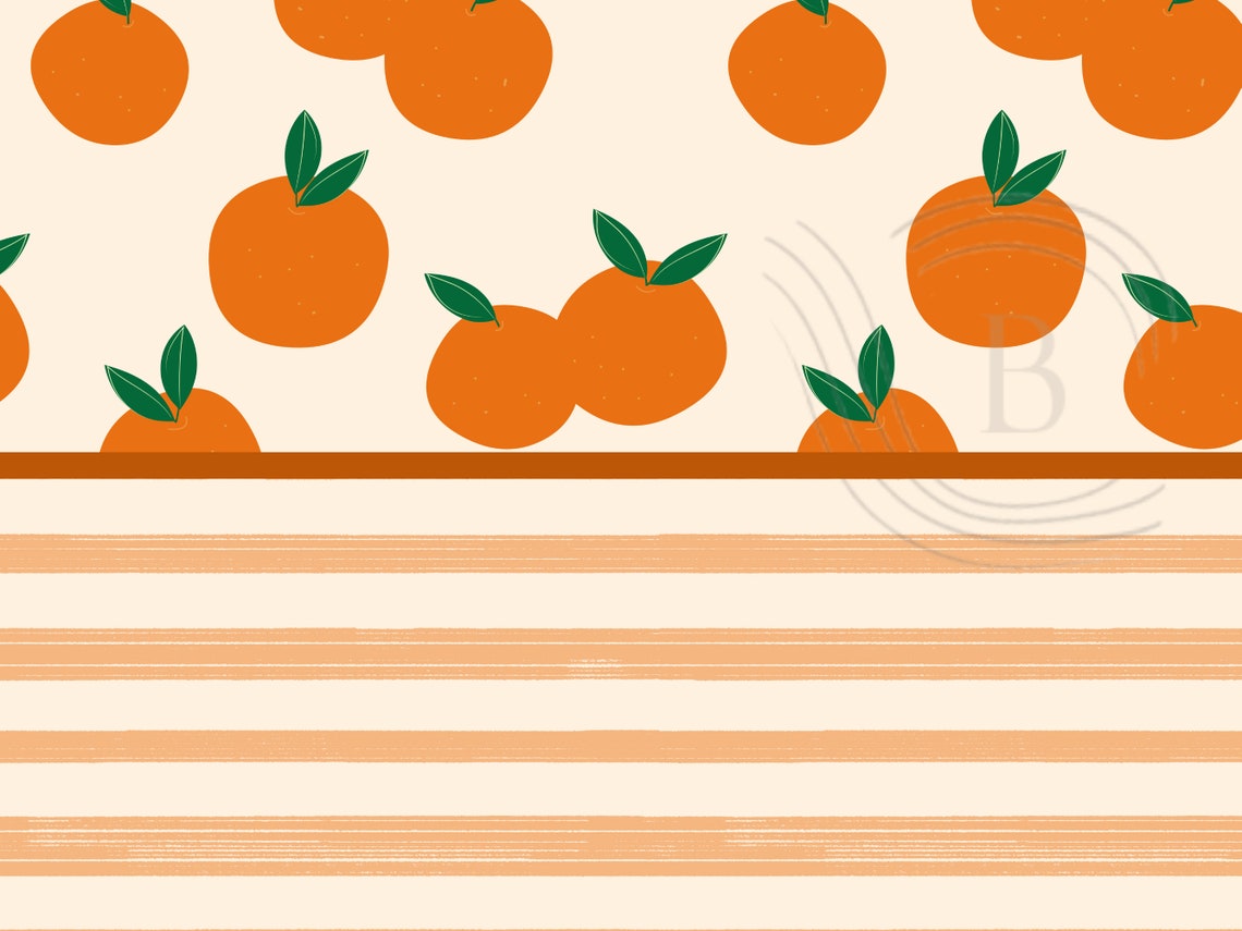 Orange Print Digital Paper, Orange Fruit Seamless Pattern, Stripes and ...