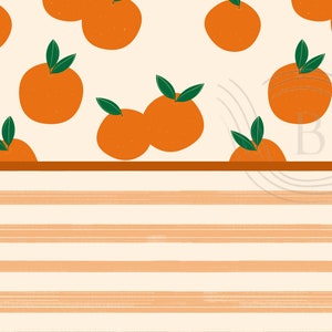 Orange Print Digital Paper, Orange Fruit Seamless Pattern, Stripes and ...
