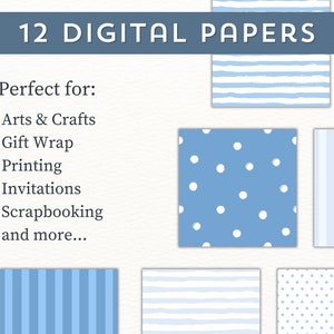 Blue Digital Paper, Seamless Blue Pattern, Printable Paper, Baby Blue ...