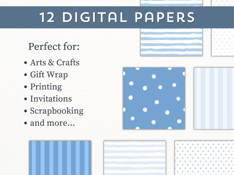 Blue Digital Paper, Seamless Blue Pattern, Printable Paper, Baby Blue ...