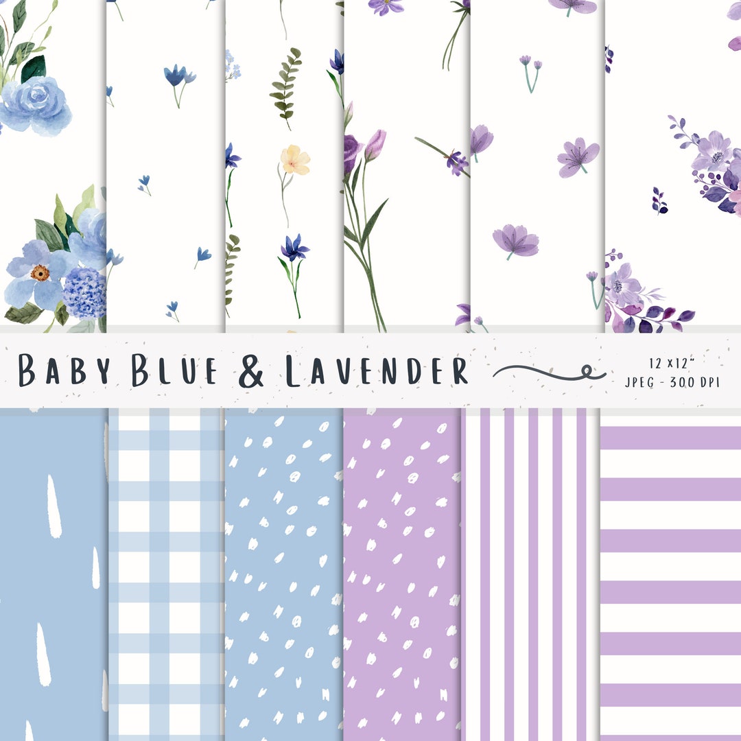 Blue & Purple Digital Paper, Baby Blue Seamless Patterns, Lavender ...