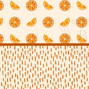 Orange Print Digital Paper, Orange Fruit Seamless Pattern, Stripes and ...