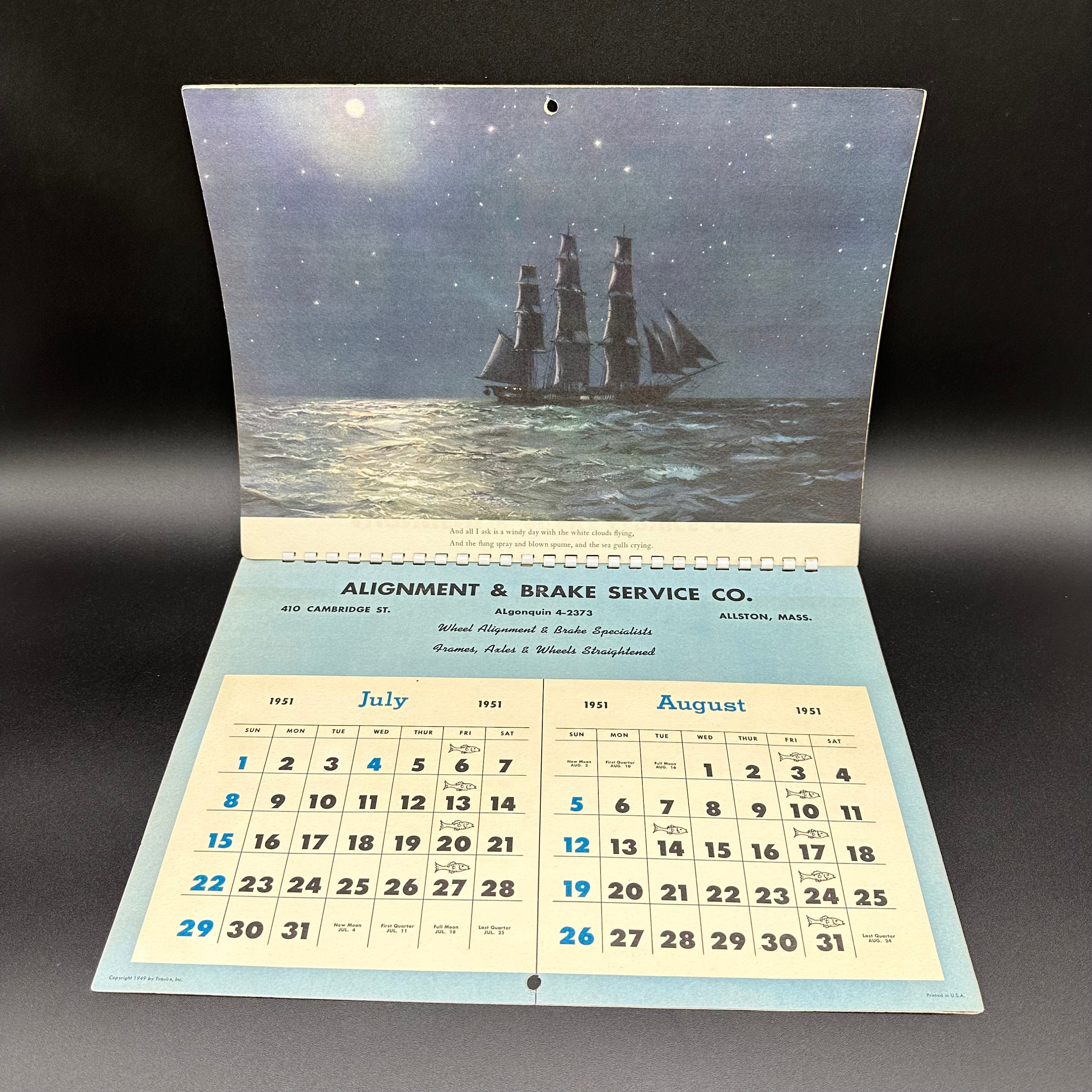 1951 Calendar Coronet Seascape Marine Paintings by Montague - Etsy