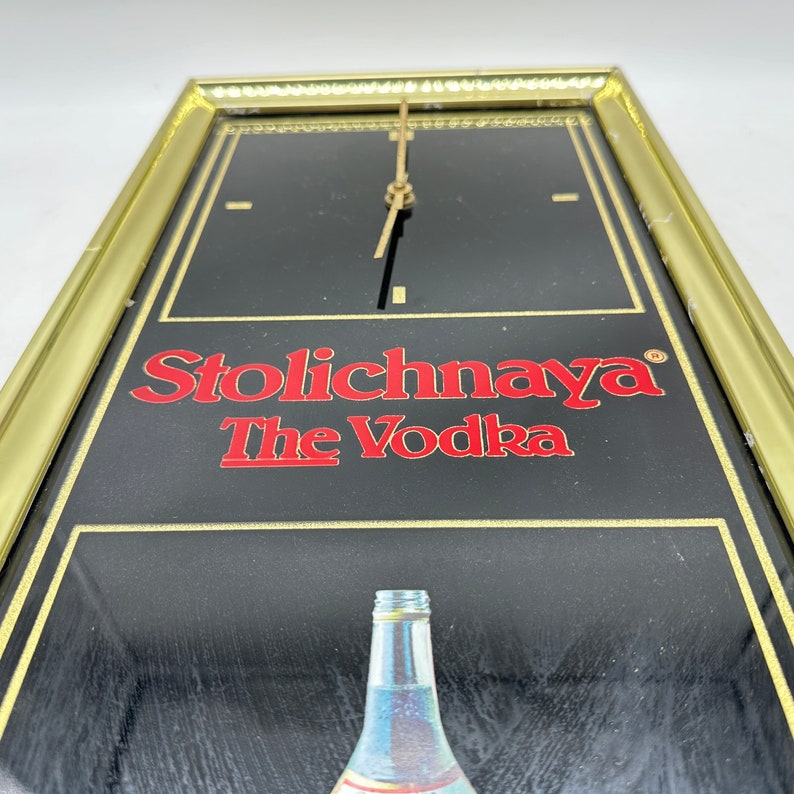 Vintage Bar Advertisement Clock Sign Stoli Vodka Stolichnaya 10"x 25 ...