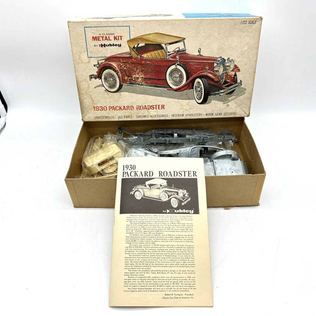 Vintage Hubley Classic Metal Kit 1930 Packard Roadster Unassembled & W ...