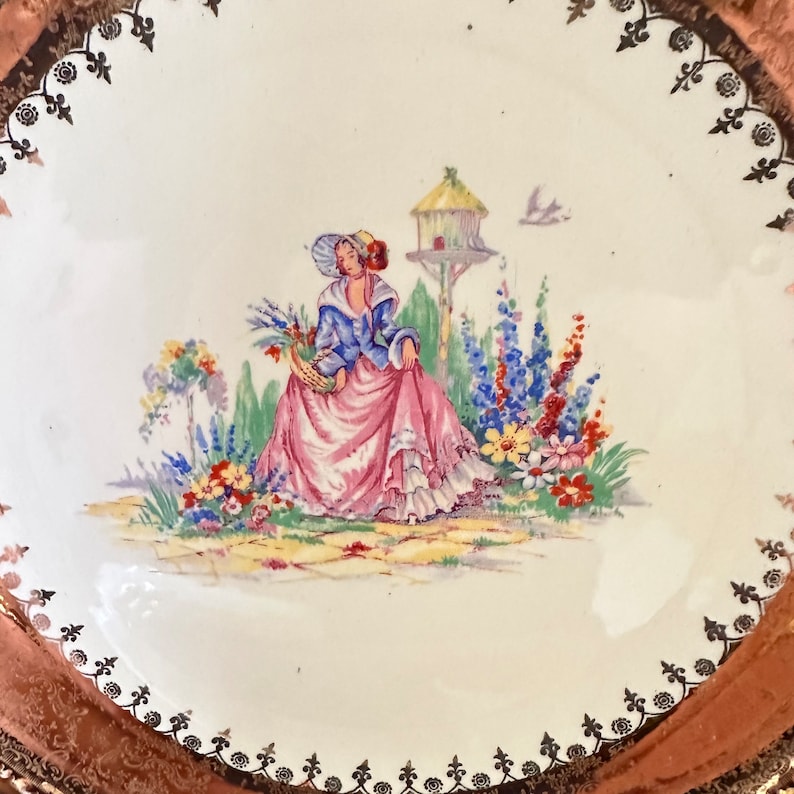 Vintage 3 Taylor Smith Taylor U.S.A. Plates 22k Gold Trim lady in the ...