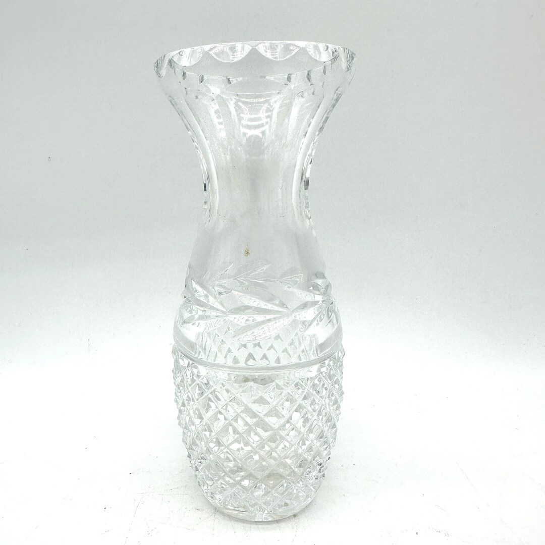 Vintage Cut Glass Flared Diamond Pattern Vase 6 Tall - Etsy