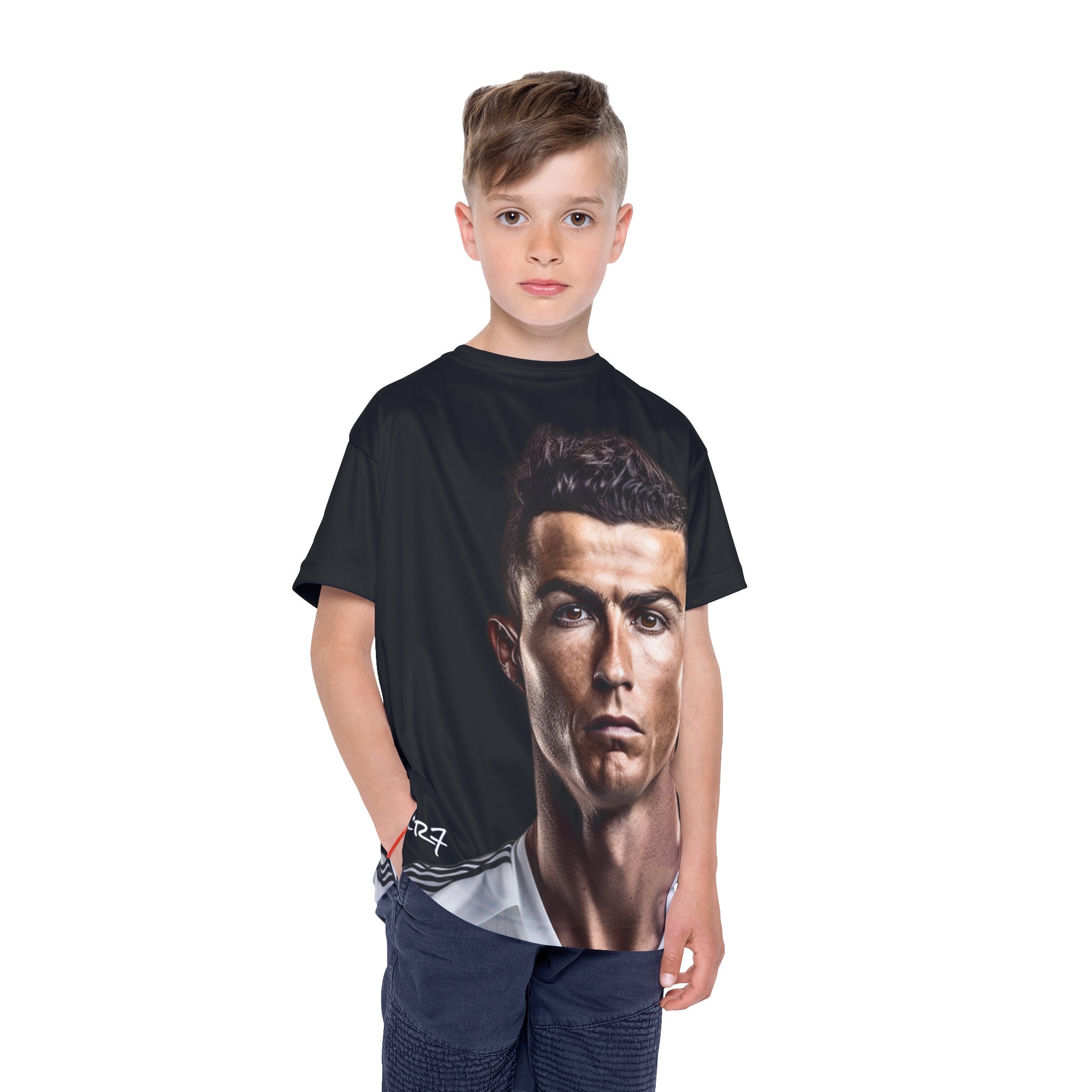 Cr7 Cristiano Ronaldo Kids Sports Black Jersey (AOP) Gift for Soccer ...