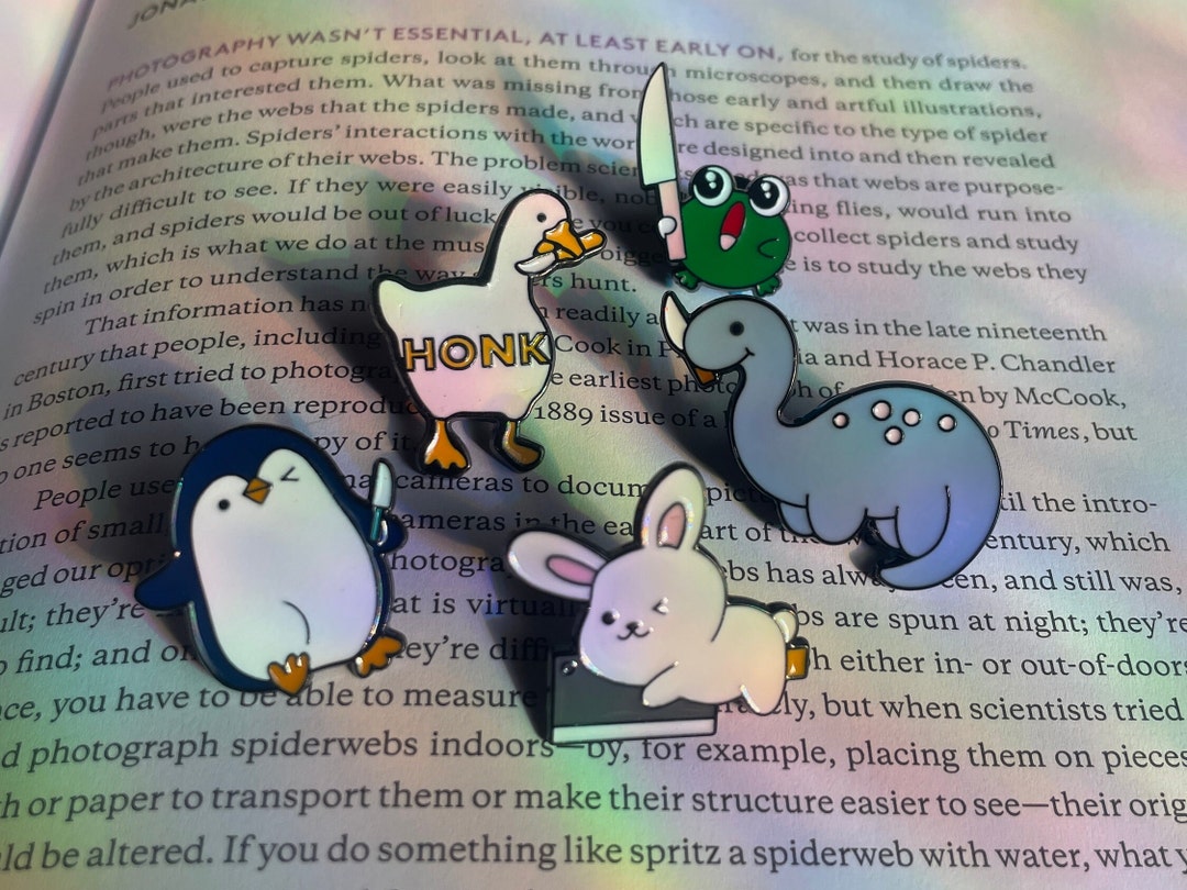 Animal With Knife Enamel Pin Collection, Cute Animal Pins, Frog, Bunny ...