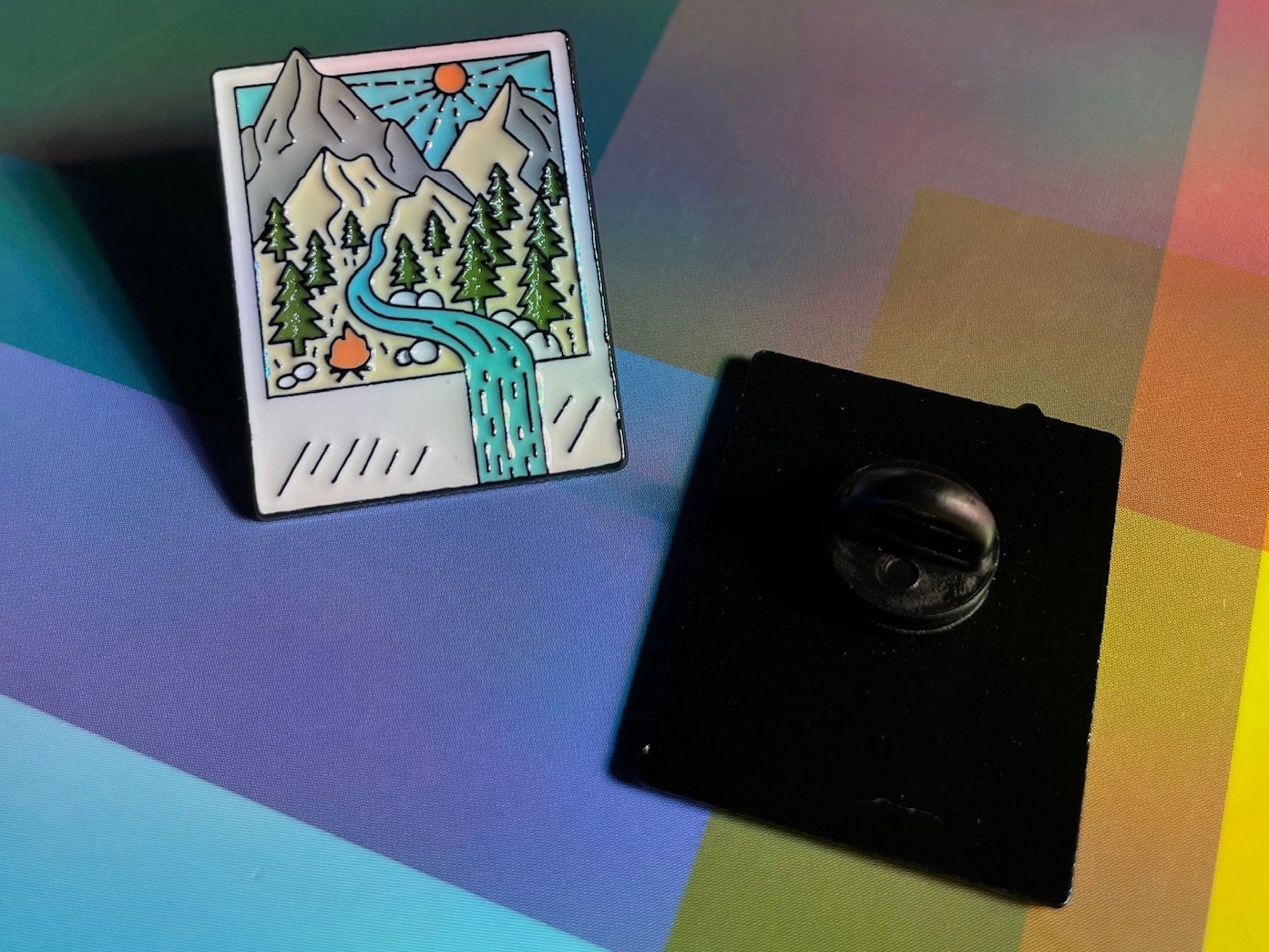 Mountain Polaroid Photo Enamel Pin, Nature Mountain Pin Badge - Etsy